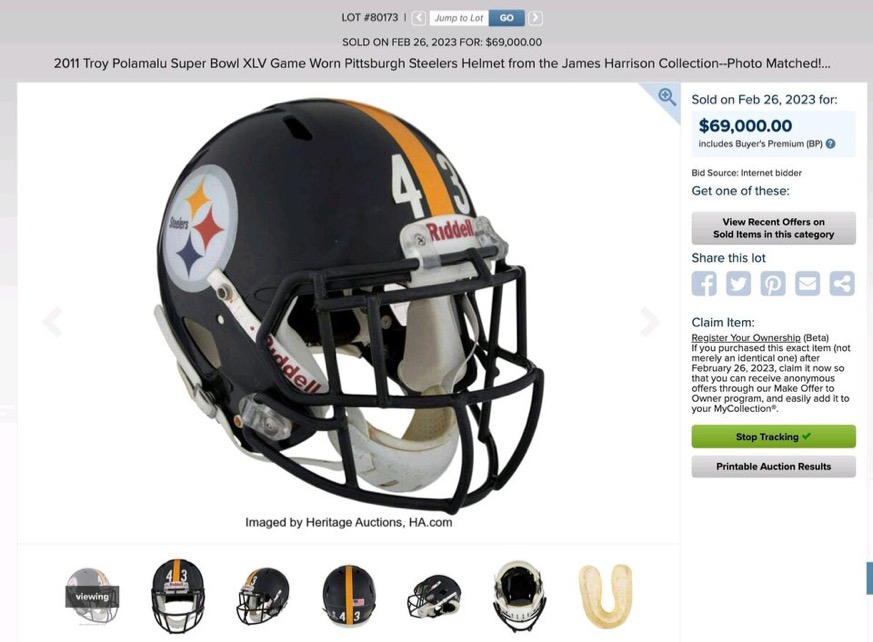 Pittsburgh Steelers' James Harrison Super Bowl Worn Gear Sells For ...
